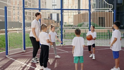 Basketball Training Session Coach Teacher Playing Stock Footage Video ...