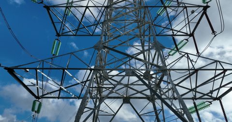 Aerial Footage Electricity Network On Cloudy Stock Footage Video (100% ...