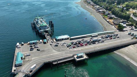 Drone Shot Docked Ferry Loading Passengers Stock Footage Video (100% ...
