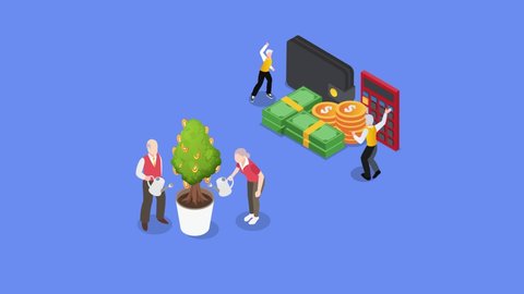 Two Old Couples Animation Caring Money Stock Footage Video (100% ...