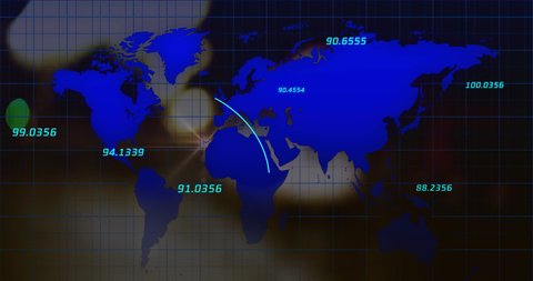 Animation Multiple Numbers Floating Over World Stock Footage Video (100 ...
