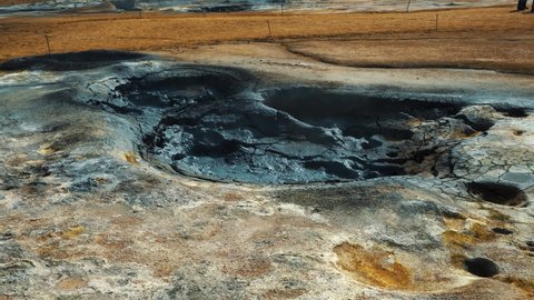 Boiling Mud Pits Hverir Geothermal Area Stock Footage Video (100% ...