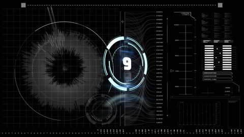 Animation Scope Scanning Countdown Over Data Stock Footage Video (100% Royalty-free) 1093248999 ...