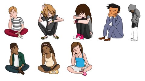 Sad People Sketch 2d Animation Boys Stock Footage Video (100% Royalty ...