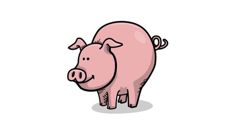 Cute Pig Sketch 2d Animation Stock Footage Video (100% Royalty-free ...
