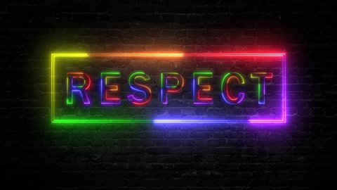 Animation Neon Sign On Wall Respect Stock Footage Video (100% Royalty ...