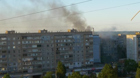 Fire Apartment Building Black Smoke Fire Stock Footage Video (100% ...