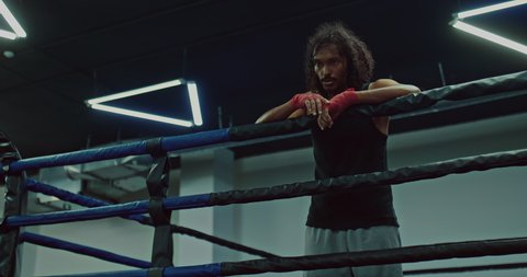 Portrait Exhausted African Fighter After Mma Stock Footage Video (100% ...