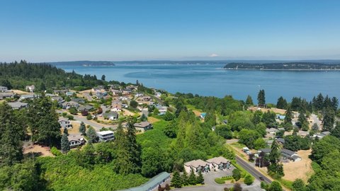 Wide Aerial View Clinton Wa Neighborhoods Stock Footage Video (100% ...