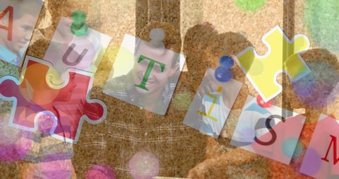 Animation Puzzle Autism Text Over Diverse Stock Footage Video (100% ...