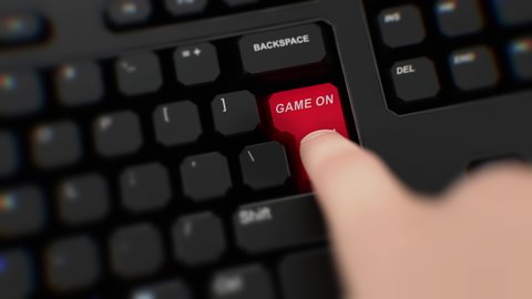 Game On Red Button On Keyboard Stock Footage Video (100% Royalty-free ...