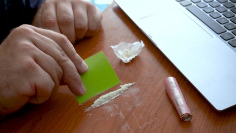 Man Prepares Cocaine Line Office Next Stock Footage Video (100% Royalty ...