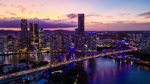 Aerial Hyperlapse Dronelapse Video Brisbane City Stock Footage Video ...