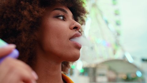 Beautiful Young Woman Vaping Electronic Cigarette Stock Footage Video ...