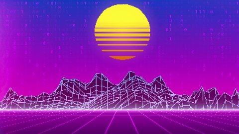 Synthwave Glitchy Retro Background Loop Stock Footage Video (100% ...