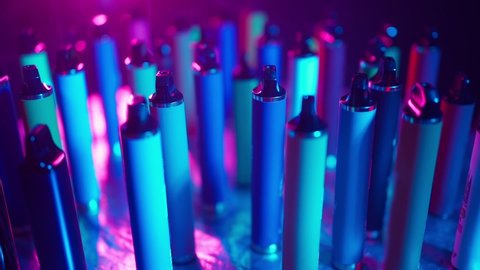 Lots Ecigarettes Vapes Smoke Neon Lighting Stock Footage Video (100% ...