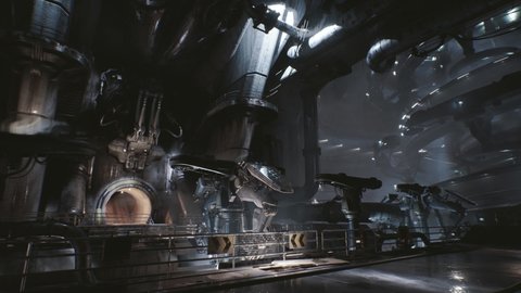 Alien Mothership Walking Towards Warp Engines Stock Footage Video (100% ...