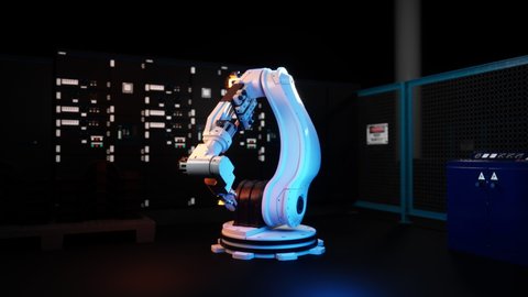 Modern Industrial Robot Factory 3d Illustration Stock Footage Video ...