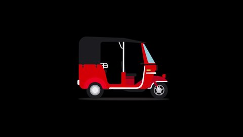 Simple Autorickshaw Animation On Black Background Stock Footage Video ...