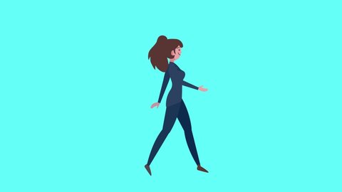 2d Girl Walking Animation On Solid Stock Footage Video (100% Royalty ...