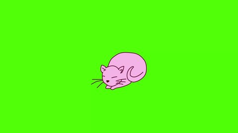 Cartoon Cat Movement Animation On Green Stock Footage Video (100% ...