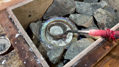 Tin Smelting Process Hot Stones Fire Stock Footage Video (100% Royalty ...