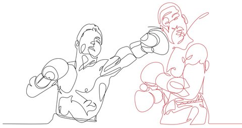 Continuous Line Art Minimalist Boxing Boxer Stock Footage Video (100% ...