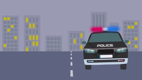 Police Car Animation Front View Night Stock Footage Video (100% Royalty ...