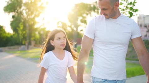 Dad Daughter Walk Around Their Area Stock Footage Video (100% Royalty ...