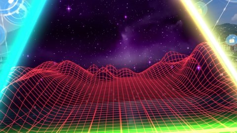 Animation Neon Triangle Metaverse Landscape Social Stock Footage Video ...