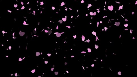 Falling Pink Hearts Transparent Background Stock Footage Video (100% ...