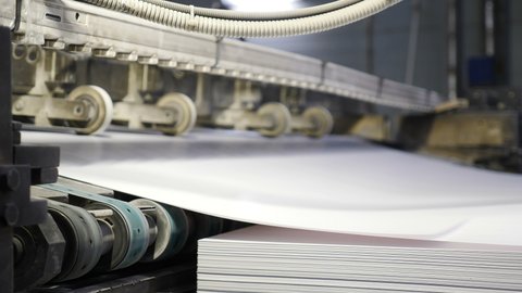 Industrial Manufacturing Process Plastic Sheet Table Stock Footage ...