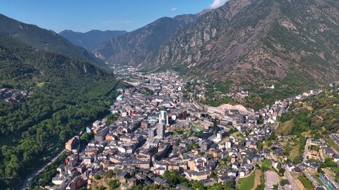 Aerial View Andorra La Vella Capital Stock Footage Video (100% Royalty ...
