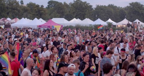 Pride Festival Europe Crowd People Dancing Stock Footage Video (100% ...