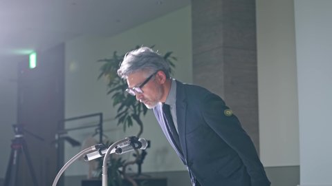 Asian Woman Giving Apology Press Conference Stock Footage Video (100% ...