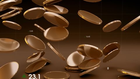 Gold Coin Line Graph Digital Income Stock Footage Video (100% Royalty ...