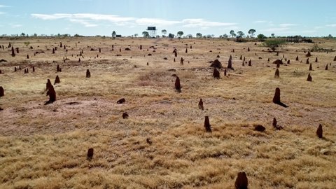 Termite Mounds Outback Australia Water Tower Stock Footage Video (100% ...