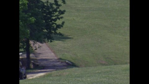 1980s Golf Carts Driving Along Pathway Stock Footage Video (100% ...