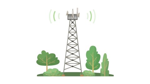 Vector Animation Cellular Communication Tower Standing Stock Footage ...
