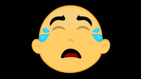 Loop Animation Face Yellow Character Crying Stock Footage Video (100% ...