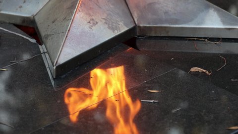 Eternal Flame Reflection Fire Granite Slab Stock Footage Video (100% ...