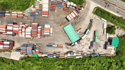 Cargo Container Yard Next Road Surrounded Stock Footage Video (100% ...