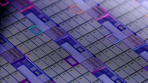 Fullframe Looped Spinning Silicone Microchip Wafer Stock Footage Video ...