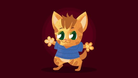 Cute Cat Comic Character Animation 4k Stock Footage Video (100% Royalty ...
