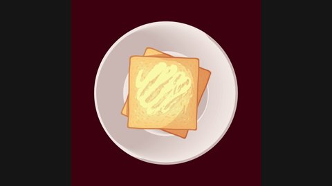 Delicious Breakfast Bread Toast Animation 4k Stock Footage Video (100% ...