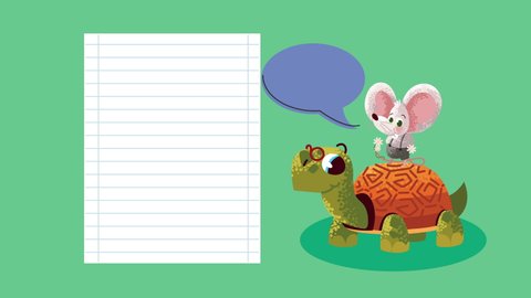 Funny Turtle Mouse Characters Animation 4k Stock Footage Video (100% ...