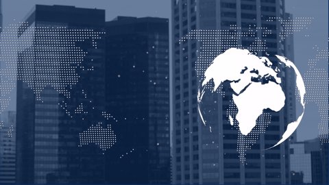 Animation World Map Globe Over Cityscape Stock Footage Video (100% ...
