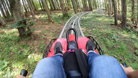 Person Rides Fast Rodelbahn Sledding Toboggan Stock Footage Video (100% ...
