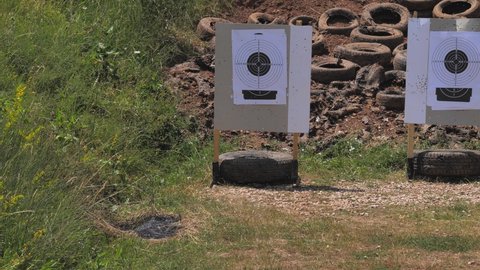 Moving Shot Showing Several Shooting Targets Stock Footage Video (100% ...