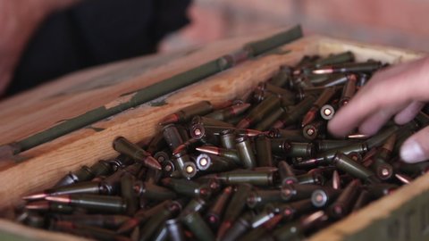 Hand Taking Ammo Bullets 762 Caliber Stock Footage Video (100% Royalty ...